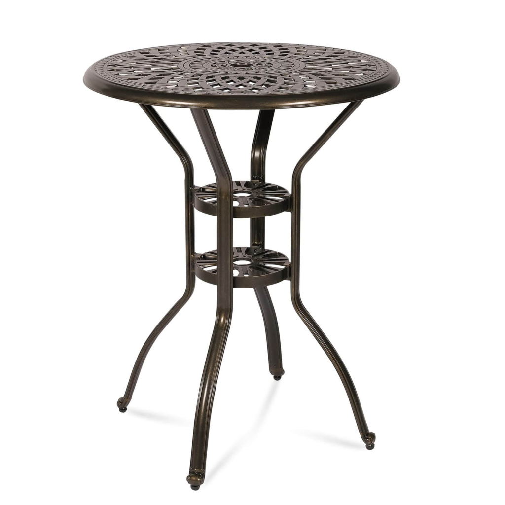 MEETWARM Patio Height Bar Table,Bar Height Bistro Table, Outdoor Cast ...