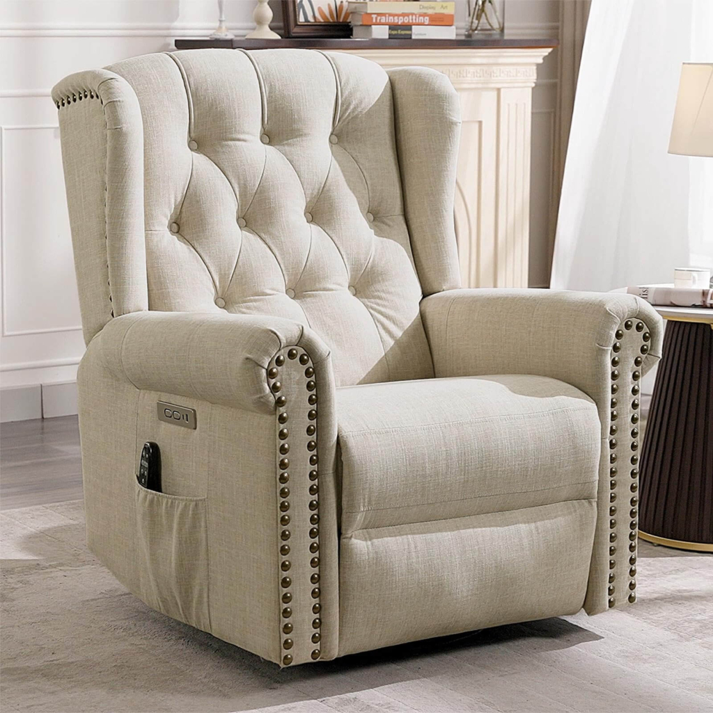 MEETWARM Power Swivel Rocking Glider Recliner Chair with Heat and ...